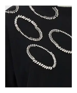 Dries Van Noten Embroidered Knitted Sweater With Crystal Appliqu - Black