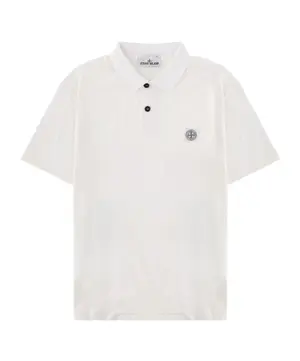 Stone Island Compass-motif Short Sleeved Polo Shirt - White