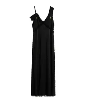 TOTEME V-neck Asymmetrical Dress With Raw Edges - Black