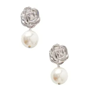 Magda Butrym Silver-tone Pearl Drop Earrings - White