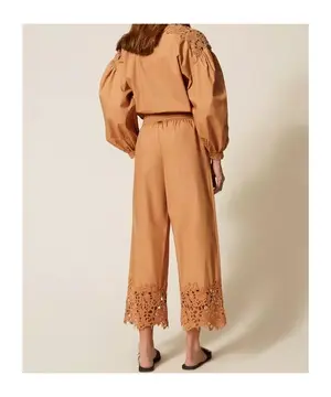 TWINSET Wide-leg Trousers With Lace Hem Detail