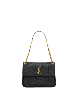 Saint Laurent Niki Logo Plaque Shoulder Bag - Black