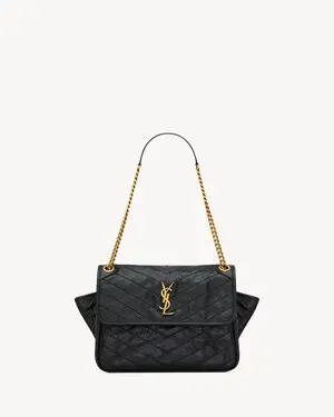 Saint Laurent Niki Logo Plaque Shoulder Bag - Black