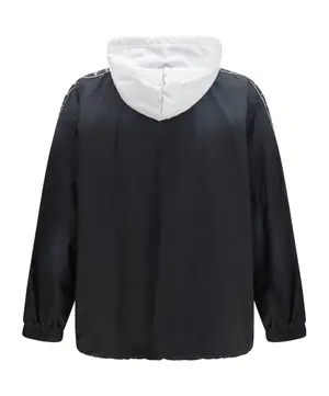 Balenciaga Logo Trim Hooded Jacket