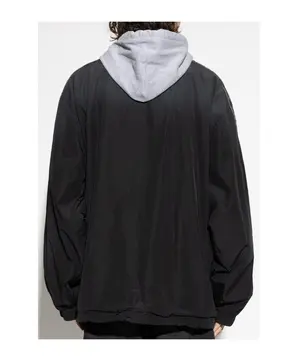 Balenciaga Logo Trim Hooded Jacket