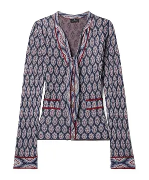 Etro Jacquard-knit Tie-neck Cardigan