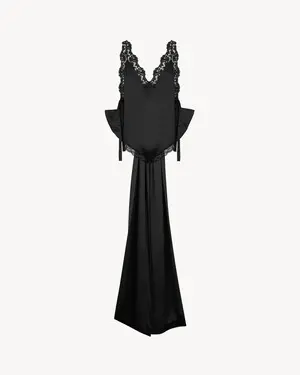 Saint Laurent Silk Crepe Muslin Lace Romper