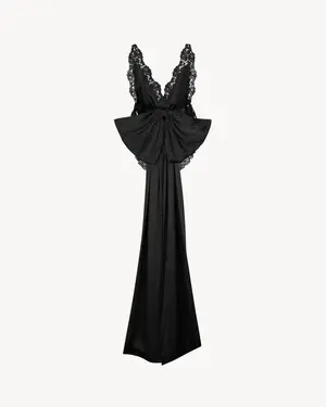 Saint Laurent Silk Crepe Muslin Lace Romper