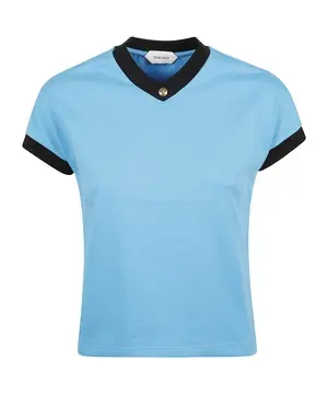 Versace V-neck T-shirt With Gold Emblem