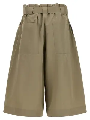 Brunello Cucinelli High-waisted Flared Bermuda Shorts - Gray