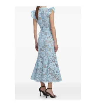 SELF-PORTRAIT Floral Embroidered Midi Dress