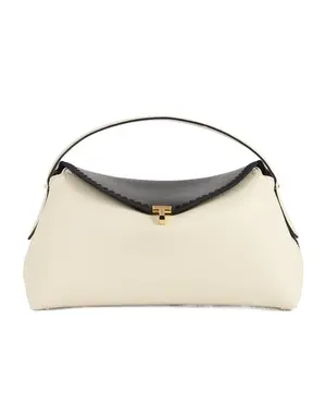 TOTEME T-lock Embroidered Two-toned Shoulder Bag - Black/milk