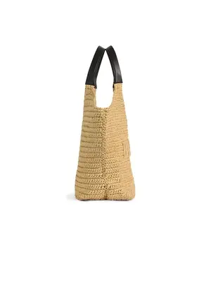Balmain Logo Raffia Tote Bag - Beige