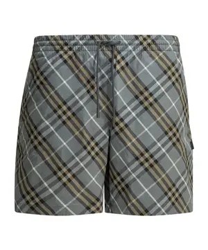 Burberry Checked Swim Shorts - Blue