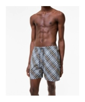 Burberry Checked Swim Shorts - Blue