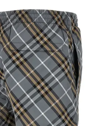 Burberry Checked Swim Shorts - Blue