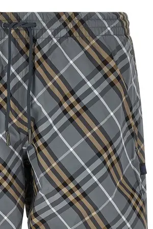 Burberry Checked Swim Shorts - Blue