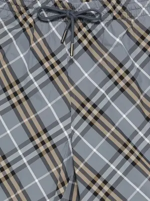 Burberry Checked Swim Shorts - Blue