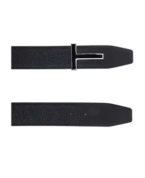 TOM FORD T Logo Plaque Buckle Belt - Black