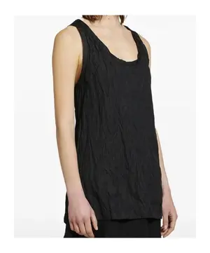 TOTEME Sleeveless Crinkled Tank Top - Black