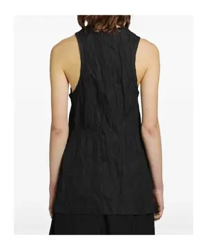 TOTEME Sleeveless Crinkled Tank Top - Black
