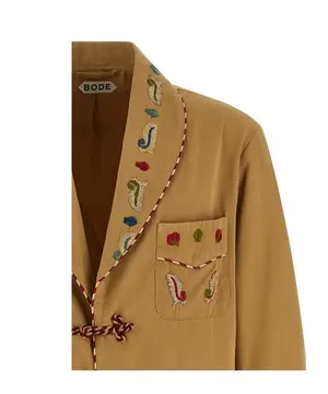 BODE Embroidered Smoking Jacket - Brown