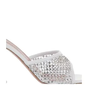 Amina Muaddi Lupita Crystal Mesh High-heeled Sandals - White