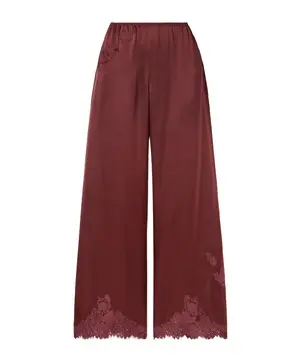 DÔEN Lace-trimmed Wide-leg Trousers - Brown