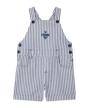 Fendi Striped Dungarees With Logo Detail - White
