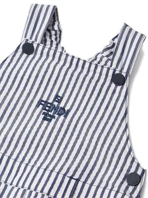 Fendi Striped Dungarees With Logo Detail