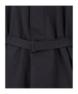 LEMAIRE Belted Cotton Satin Shirt Dress - Dark Blue
