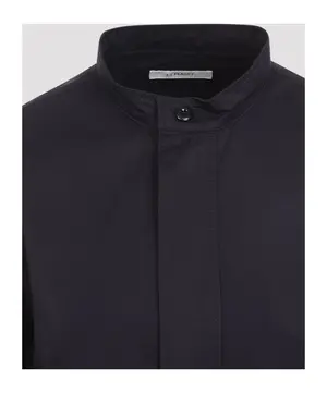 LEMAIRE Belted Cotton Satin Shirt Dress - Dark Blue
