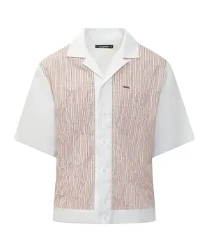 Dsquared2 Striped Panel Bowling Shirt - Pink