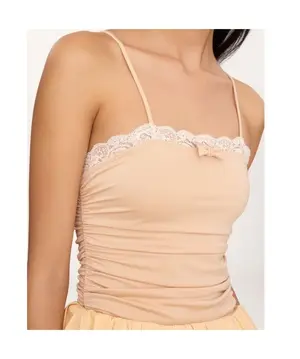 Chloé Ruched Lace-trim Bodysuit - Nude