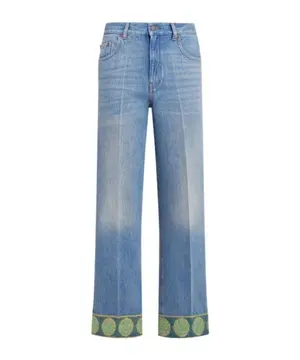 Valentino Garavani Embroidered High Rise Straight Jeans