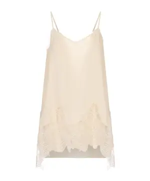 Fabiana Filippi Sleeveless V-neck Lace Trim Top - Nude
