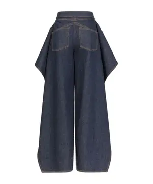 Alaïa Ruffled Wide-leg Jeans - Black