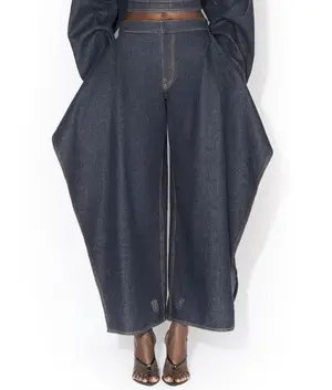 Alaïa Ruffled Wide-leg Jeans - Black