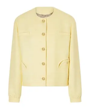 BLAZÉ MILANO Cotton-blend Cropped Jacket With Padded Shoulders - Yellow