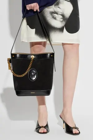 Versace Pivot Small Bucket Bag - Black