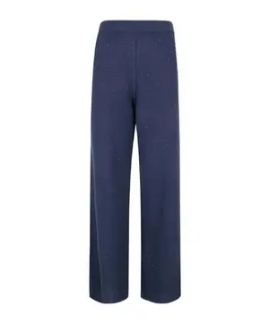 Fabiana Filippi Wide-leg Knitted Trousers With Sequins - Blue