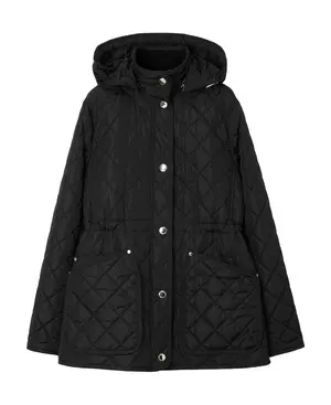 Burberry Diamond-quilted Drawstring Waist Hooded Jacket