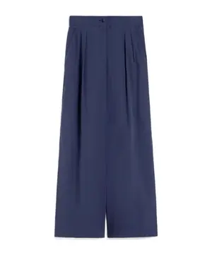 Max Mara Pleated Wide-leg Trousers - Navy