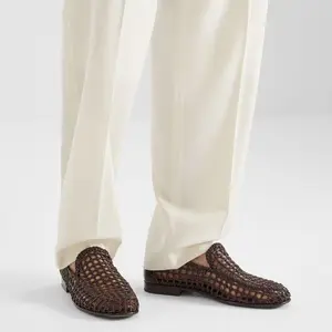 Fendi Woven Slip-on Loafers With Ff Accessory