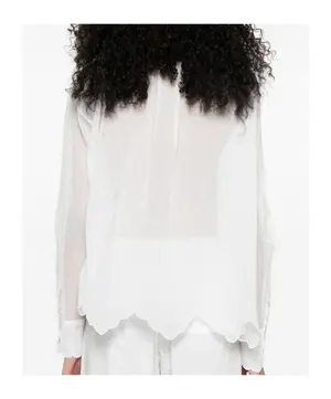 FORTE_FORTE Long Sleeve Embroidered Shirt - White