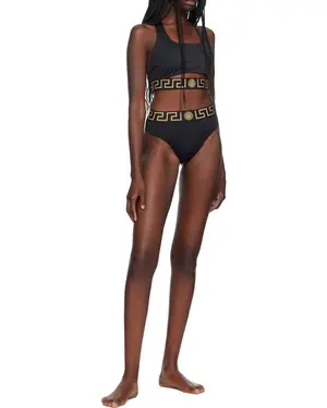 Versace Greca Border Cut-out Detailed Bikini Top