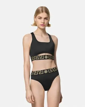 Versace Greca Border Cut-out Detailed Bikini Top