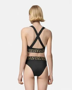 Versace Greca Border Cut-out Detailed Bikini Top