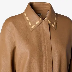 Fendi Leather Overcoat With Selleria Stitching