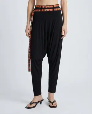 Emilio Pucci Belted Printed Flowy Tapered Leg Pants